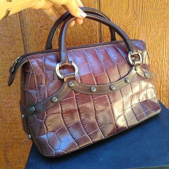 Escada | Bags | Escada Handmade Italian Leather Brown Pebble Western ...